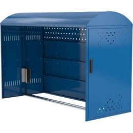 Anbausatz mit Seitenwand f&uuml;r Fahhradgarage BikeBox 1 B mit Bogendach, enzianblau RAL 5010