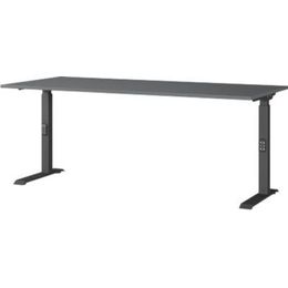 Schreibtisch Aalborg, mechanisch h&ouml;henverstellbar, bis 80 kg, Rechteck, C-Fu&szlig;, B 1800 x T 800 x H 680 - 910 mm, graphit/schwarzgrau