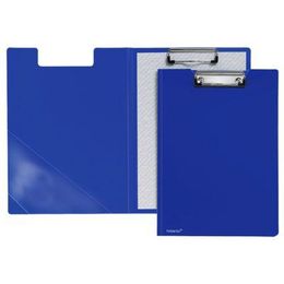Foldersys Klemmbrett-Mappe A4, Klemme mit Kunststoffecken, Dreiecks-Klarsichttasche innen, PP, blau