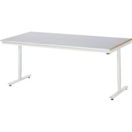 Rau Arbeitstisch Adlatus, elektrisch h&ouml;henverstellbar, 25 mm MDF-Platte, Stahlblechbelag, 150 kg, B 2000 x T 1000 x H 720-1120 mm, silber/lichtgRau