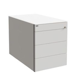 Rollcontainer SOLUS PLAY, 1 + 3 Sch&uuml;be, grifflos, B 430 x T 777 x H 562 mm, wei&szlig;