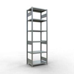 SCHULTE LAGERTECHNIK Fachbodenregal-Stecksystem MULTIplus 250, Grundregal, L&auml;ngenriegel, 2500x750x600 mm, 6 B&ouml;den, verzinkt