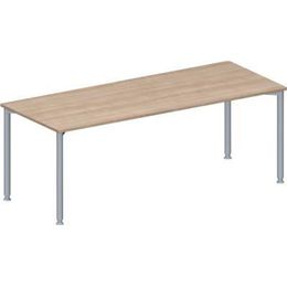 Sch&auml;fer Shop Sch&auml;fer Shop Genius Konferenztisch MODENA FLEX, Rechteck, 4-Fu&szlig; Rundrohr, B 2000 x T 800 x H 720-840 mm, Eiche-Dekor/wei&szlig;aluminium RAL 9006
