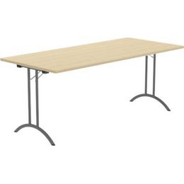 Sch&auml;fer Shop Sch&auml;fer Shop Select Klapptisch, Rechteck, Doppel-T-Fu&szlig;gestell, Spezial-Klappbeschlag & Bodenausgleich, B 1800 x T 800 x H 720 mm, Ahorn-Dekor/anthrazit