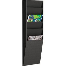 PAPERFLOW Prospekt-Wandhalter A4 hoch 6 F&auml;cher, schwarz