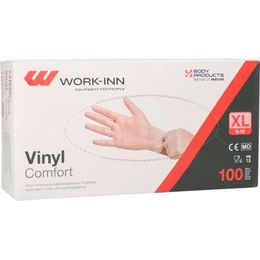 Papstar Einmalhandschuhe WORK-INN Comfort, Vinyl, puderfrei, latexfrei, transparent, Gr&ouml;&szlig;e XL, 100 St&uuml;ck