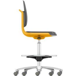 bimos Arbeitsdrehstuhl Labsit hoch, SKINTEC-Polster, Sitz-Stopp-Rollen, B 450 x T 420 x H 560 - 810 mm, orange