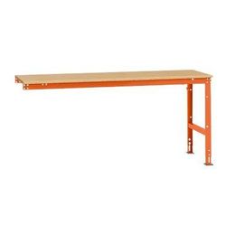 Manuflex Ansatztisch UNIVERSAL Standard, 2000 x 800 mm, Multiplex natur, rotorange