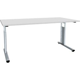 Schreibtisch ALICANTE, C-Fu&szlig;, Rechteck, B 1600 x T 800 x H 680-820 mm, lichtgrau