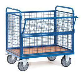 Fetra Drahtkastenwagen, Stahl, blau, ohne Deckel, L 1000 x B 700 x H 700 mm, bis 600 kg