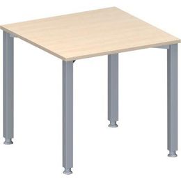 Sch&auml;fer Shop Sch&auml;fer Shop Genius Konferenztisch MODENA FLEX, Quadrat, 4-Fu&szlig; Quadratrohr, B 800 x T 800 x H 720-840 mm, Ahorn/wei&szlig;aluminium RAL 9006