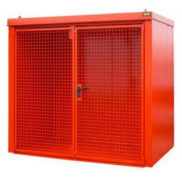 Gasflaschencontainer Bauer GFC-B M3, B 1570 x T 2425 x H 2265, f&uuml;r 45 Gasflaschen, feuerbest&auml;ndig, abschlie&szlig;bar, rot