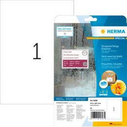 Etiketten Herma 4698, 210 x 297 mm, 25 Etiketten / 25 A4-Bl&auml;tter, wetterfest, selbstklebend, stark haftend, Polyesterfolie, mattwei&szlig;