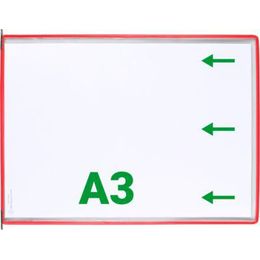 Sichttafel Tarifold DIN A3 quer, 10 St., alle Tr&auml;gersysteme, Metalldrehzapfen, rot