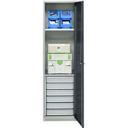 Sch&auml;fer Shop Sch&auml;fer Shop Genius Materialschrank FS, 5 OH, abschlie&szlig;bar, 2 Fachb&ouml;den/6 Sch&uuml;be, bis 250 kg, B 545 x T 520 x H 1950 mm, Stahl, lichtgrau/anthrazitgrau