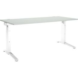 Sch&auml;fer Shop Sch&auml;fer Shop Genius Schreibtisch ERGOSTYLE S, manuell h&ouml;henverstellbar, Rechteck, C-Fu&szlig;, B 1800 x T 800 x H 675-895 mm, lichtgrau/wei&szlig;