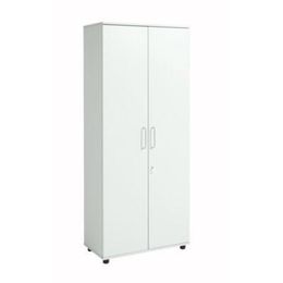 Schrank, Holz, 4 B&ouml;den, 5 OH, B 800 x T 400 x H 1877 mm, abschlie&szlig;bar, lichtgrau