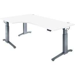 Sch&auml;fer Shop Sch&auml;fer Shop Genius Schreibtisch ERGOSTYLE S, 90&deg;, elektrisch h&ouml;henverstellbar, Ansatz links, C-Fu&szlig;, einstufig, B 2000 x T 800 x H 715 - 1182 mm, inkl. Memory Master, wei&szlig;/anthrazit
