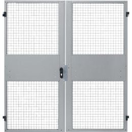 Sch&auml;fer Shop Zweifl&uuml;gelt&uuml;ren, f&uuml;r Gittertrennwandsystem, B 2000 x H 2070 mm, hellsilber
