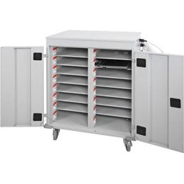 ADB Laptopwagen, 16 F&auml;cher, Stromversorgung, bel&uuml;ftet, Zylinderschloss, 67 kg, B 920 x T 500 x H 1060, lichtgrau RAL 7035