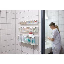 Kleinteilemagazin MultiStore, Reihengr&ouml;&szlig;e 6, B 600 x T 75 x H 113 mm, Volumen 2,2 l, stapelbar, Polystyrol, wei&szlig;/transp.
