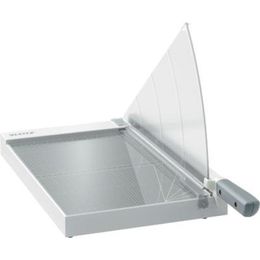Hebelschneider Leitz Precision Office A4+, bis A4, bis 15 Blatt, beleuchtete Schneidkante, Ableselineal, Klingenschutz, Edelstahl und Glas