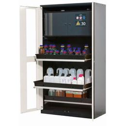 Chemikalienschrank ASECOS CS-CLASSIC-GF, Fl&uuml;gelt&uuml;ren mit Glasausschnitt, Front Reinwei&szlig;, B 1055 x T 520 x H 1950 mm