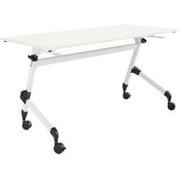 Sch&auml;fer Shop Sch&auml;fer Shop Select Klapptisch mit Rollen, Rechteck, Vierkantrohr, B 1400 x T 600 x H 720 mm, wei&szlig;/wei&szlig;