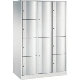 C+P Kombi-Schlie&szlig;fachschrank Resisto, 3 Abteile, 10 F&auml;cher, B 1148 x T 640 x H 1950 mm, Lichtgrau/Lichtblau