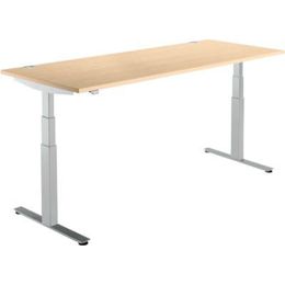 Sch&auml;fer Shop Sch&auml;fer Shop Select Schreibtisch DRIVE UP 2, elektrisch h&ouml;henverstellbar, Rechteck, T-Fu&szlig;, B 1800 x T 800 x H 630-1290 mm, Ahorn/wei&szlig;aluminium