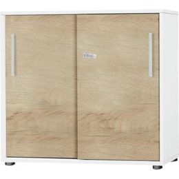 Sch&auml;fer Shop Sch&auml;fer Shop Select Schiebet&uuml;renschrank SET UP, abschlie&szlig;bar, 2 Ordnerh&ouml;hen, B 800 x T 420 x H 788 mm, wei&szlig;/Wildeiche