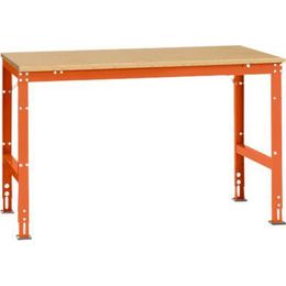 Manuflex Arbeitstisch UNIVERSAL Standard, 1500 x 1000 mm, Multiplex natur, rotorange