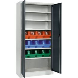 Sch&auml;fer Shop Sch&auml;fer Shop Select Materialschrank MSI 2409, mit 12 K&auml;sten LF 322, 6 Fachb&ouml;den, B 950 x T 400 x H 1935 mm, Stahl, lichtgrau/anthrazitgrau