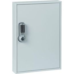 Schl&uuml;sselschrank ELO, mit 30 Haken, mit gesicherten Haken, Elektroschloss inkl. 9 V Blockbatterie, lichtgrau RAL 7035