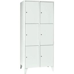 Wertfachschrank 400 mm, 2 Abteile, 6 F&auml;cher, Sicherheitszylinderschloss, Fu&szlig;, lichtgrau