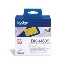 Brother Endlos-Etikett, DK-44605, 62mm x 30,48m, Papier gelb, abl&ouml;sbar