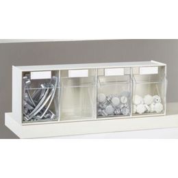 Kleinteilemagazin MultiStore, Reihengr&ouml;&szlig;e 4, B 600 x T 137 x H 207 mm, Volumen 8,4 l, stapelbar, Polystyrol, wei&szlig;/transp.