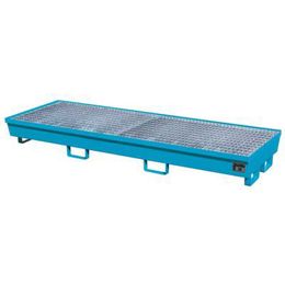 Auffangwanne Bauer AM-4/B, mit Gitterrost, Stahl, 233 l, B 2400 x T 800 x H 285 mm, blau