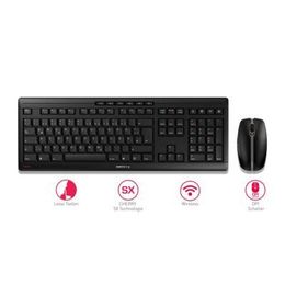 Funktastatur mit Maus CHERRY STREAM DESKTOP, extraleise QWERTZ-Tastatur, Maus mit 6 Tasten & Scrollrad, 1000-2400 dpi, bis 10 m, USB-Empf&auml;nger, schwarz