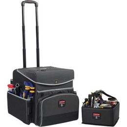 Rubbermaid Reinigungswagen Quick Cart, klein, mit Au&szlig;entaschen und Teleskopgriff, L 419 x B 362 x H 432 mm, grau