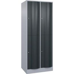 C+P Garderobenspind Resisto, 2 Abteile, 4 F&auml;cher, B 772 x T 640 x H 1950 mm, Wei&szlig;alu/Anthrazitgrau