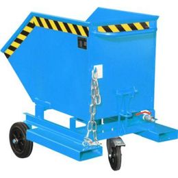 Sp&auml;ne-Kippbeh&auml;lter Bauer SKW-ET 250, Stahl, blau, B 1115 x T 820 x H 990 mm, 250 l, bis 300 kg, Rollen, manuelles Kippen, mit Einfahrttaschen