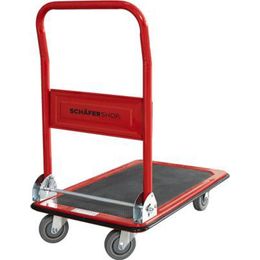 Sch&auml;fer Shop Sch&auml;fer Shop Pure Plattformwagen, klappbarer Schiebeb&uuml;gel, Antirutsch-Belag, Lenk- & Bockrollen, bis 150 kg, L 725 x B 475 x H 835 mm, rot-schwarz