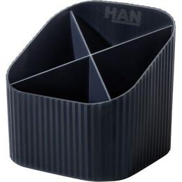 Stiftehalter HAN Karma, 4 unterschiedlich hohe F&auml;cher, B 111 x H 105 x T 111 mm, recycelter Kunststoff, schwarz