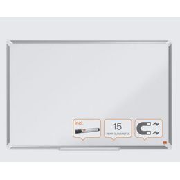 NOBO Whiteboard Premium Plus, Stahl wei&szlig; emailliert, magnethaftend, B 1800 x H 900 mm, inkl. abnehmbarer Stiftablage und 1 Boardmarker