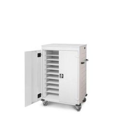 Laptopwagen mit Ladefunktion, 2-Punkt-Verriegelung, Feststellbremse, 20 F&auml;cher, B 920 x T 500 x H 1250, lichtgrau