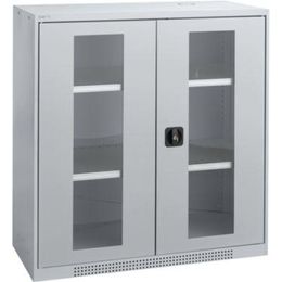Sch&auml;fer Shop Sch&auml;fer Shop Genius Sichtt&uuml;rschrank FS, Stahl, mit Bel&uuml;ftungsl&ouml;chern, B 1055 x T 420 x H 1105 mm, 3 OH, wei&szlig;aluminium/wei&szlig;aluminium, bis 450 kg