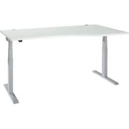 Sch&auml;fer Shop Sch&auml;fer Shop Select Schreibtisch ERGO-T 2.0, elektrisch h&ouml;henverstellbar, Freiform Ansatz rechts, T-Fu&szlig;, B 1800x H 640-1300 mm, lichtgrau/wei&szlig;alu
