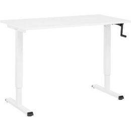 Home-Office-Schreibtisch Multiflex, manuell h&ouml;henverstellbar mit Kurbel, B 1300 x T 650 x H 700-1180 mm, wei&szlig;/wei&szlig;