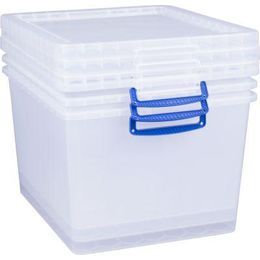 Really Useful Boxes Aufbewahrungsboxen, transparent, mit Deckel, 33,5L, 3 St&uuml;ck